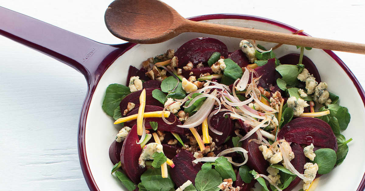 Recette de betteraves au bleu et aux pacanes, vinaigrette à l'échalote ...