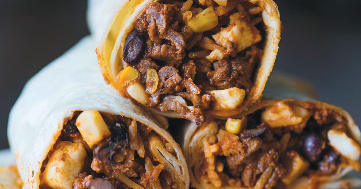 Burritos de luxe au boeuf et au riz mexicain | Zeste