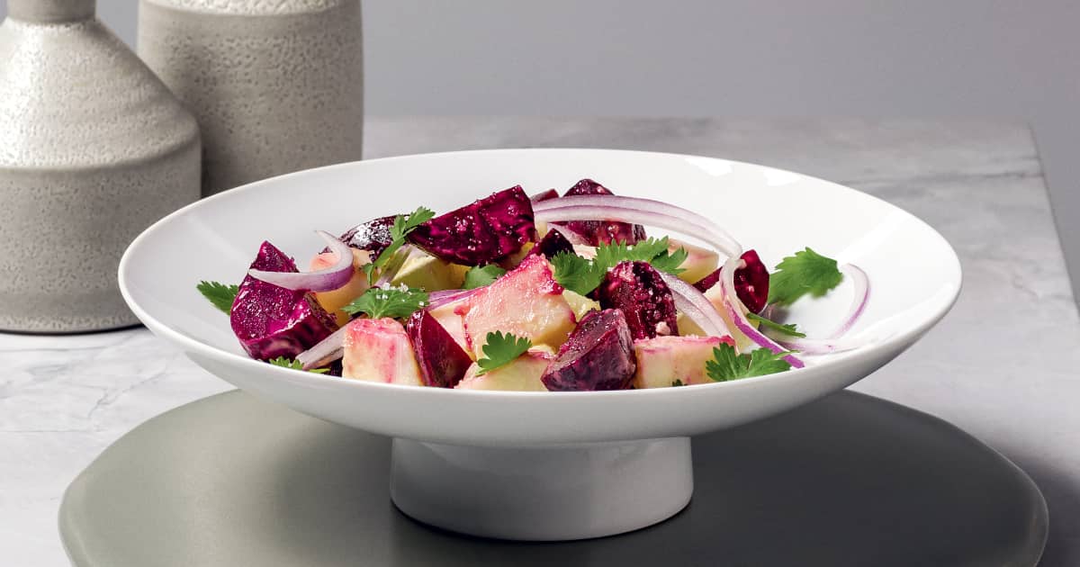 Recette de salade de patates aux betteraves | Zeste
