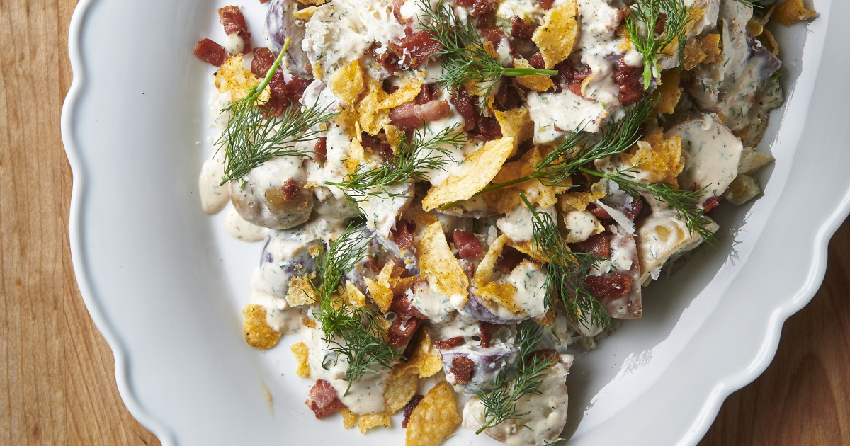 Salade de grelots colorés, crème d'aneth et bacon | Zeste